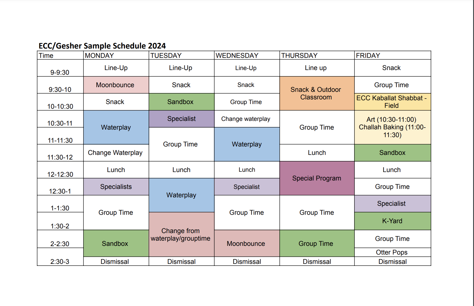 Sample ECC – Gesher Schedule | Temple Beth Am - Los Angeles ...